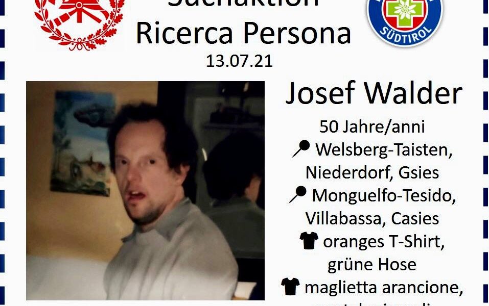 Ritrovato Joseph Walder che era scomparso ieri a Monguelfo - La voce di ...